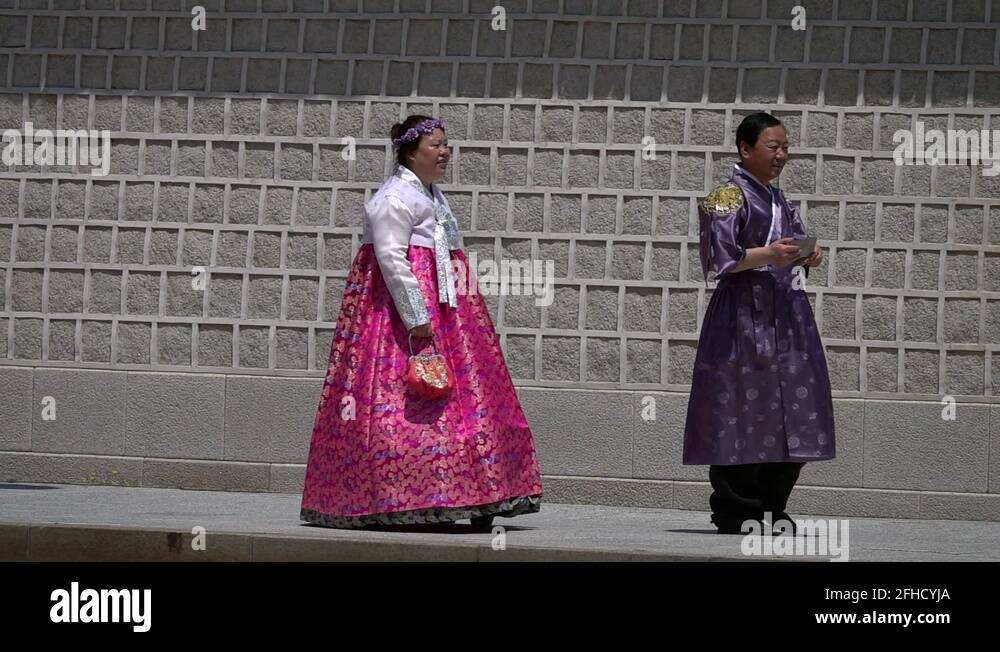 SOUTH KOREA - MAY 29, 2018: People Walking in Traditional Korean ...