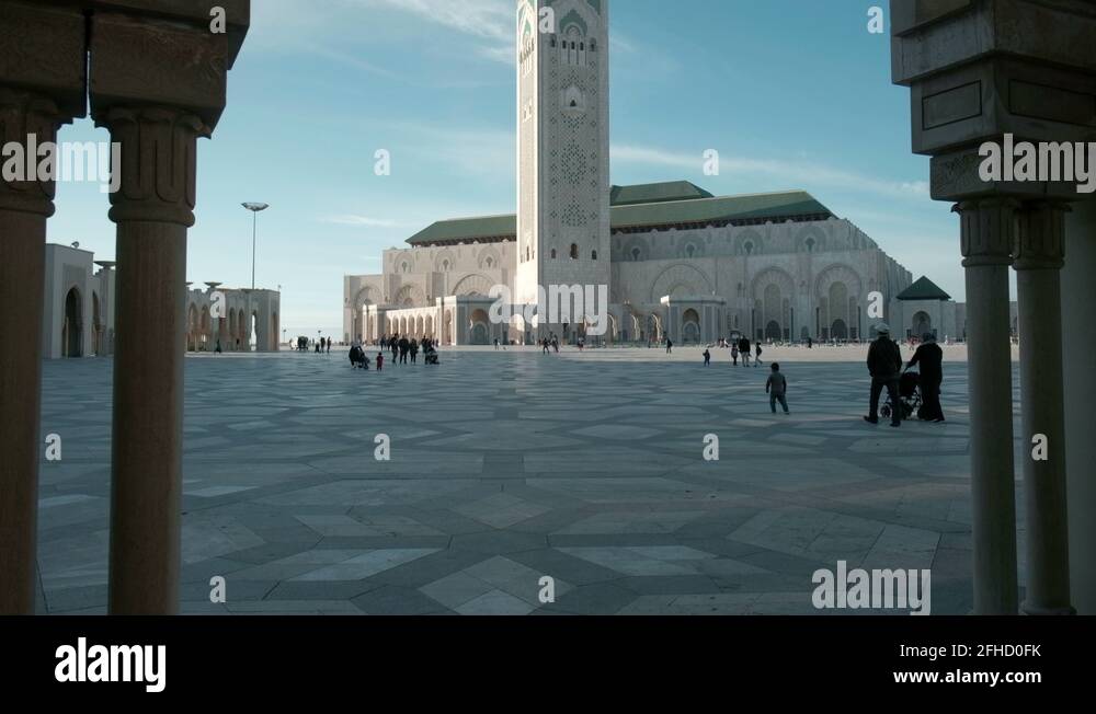 Tilt Up Thru Arch Hassan II Mosque Square Casablanca Daytime Stock ...