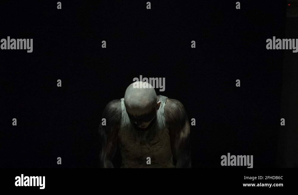 Mad bald horror man in black room Stock Video Footage - Alamy