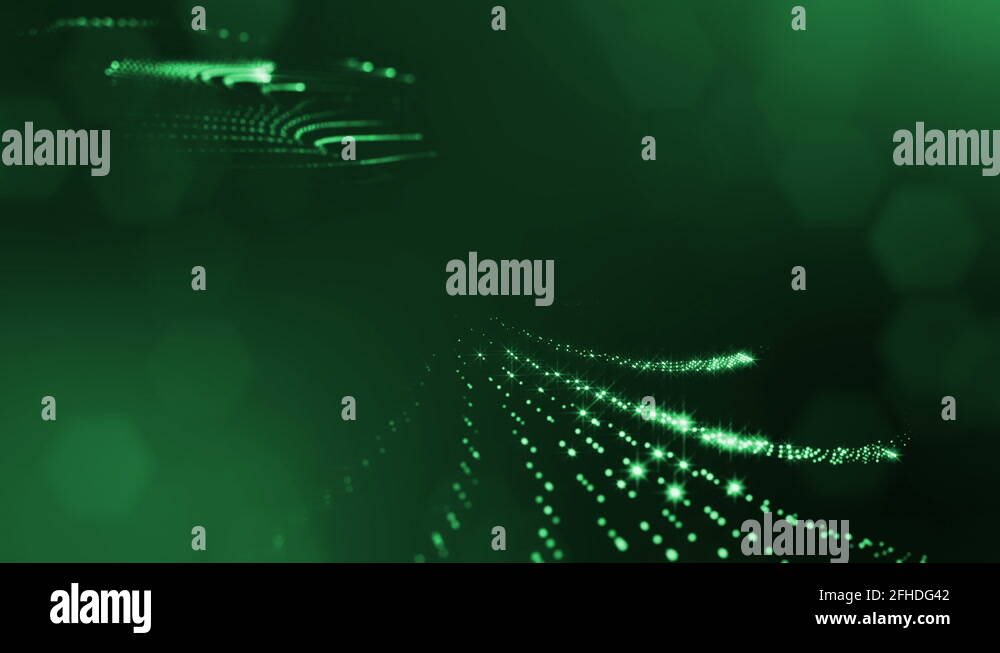 Abstract green background as a loopable sequence with glow particles ...
