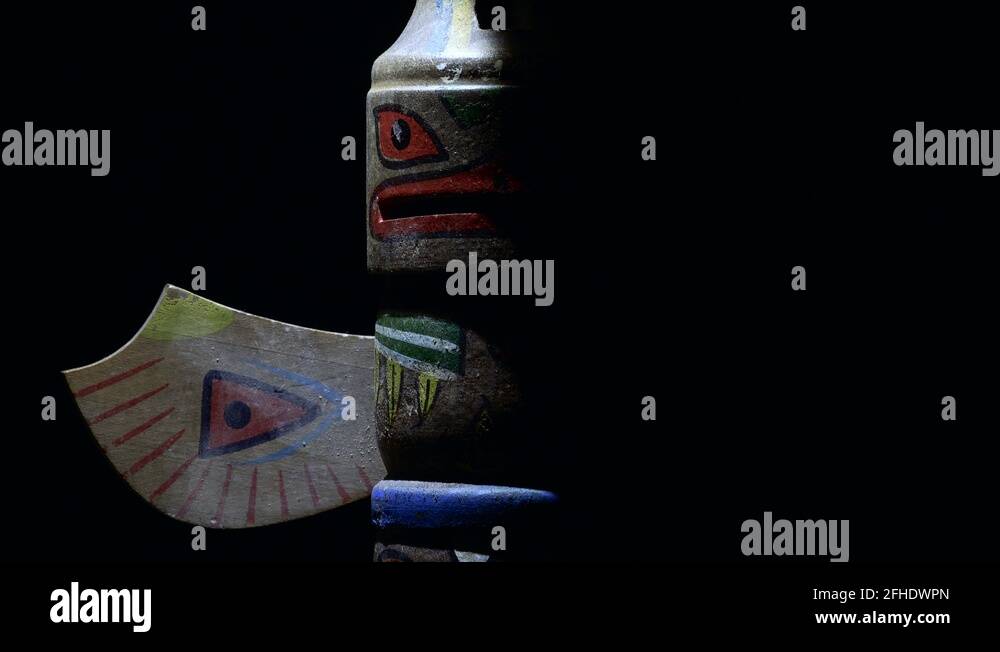 Scary Native American Totem Lighted By a Strobe In Darkness Stock Video ...