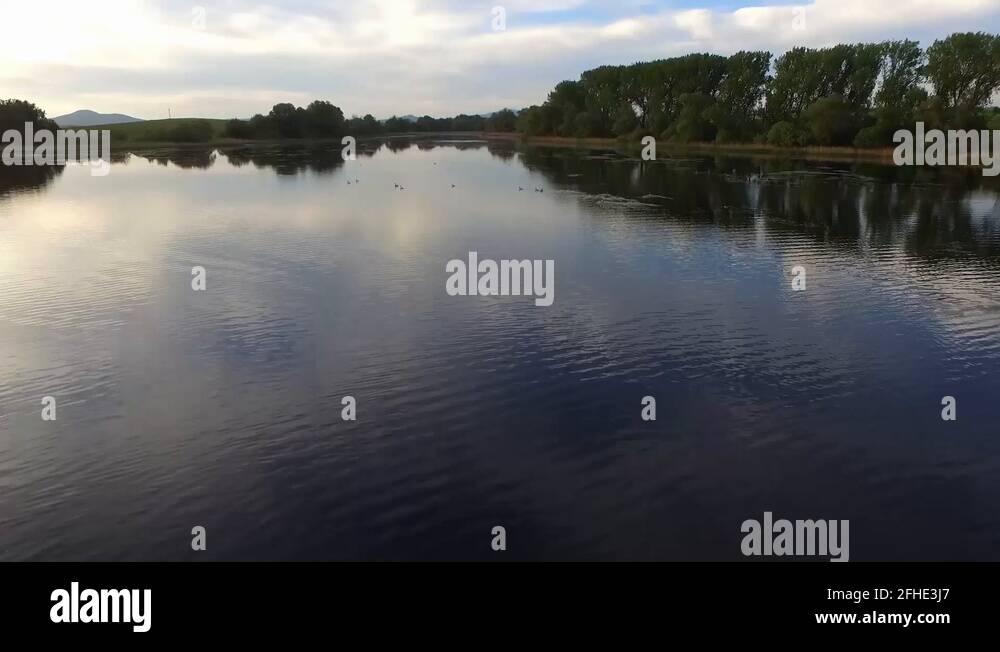 Dron footage from Slovakia - middle europe country. You can see swans ...