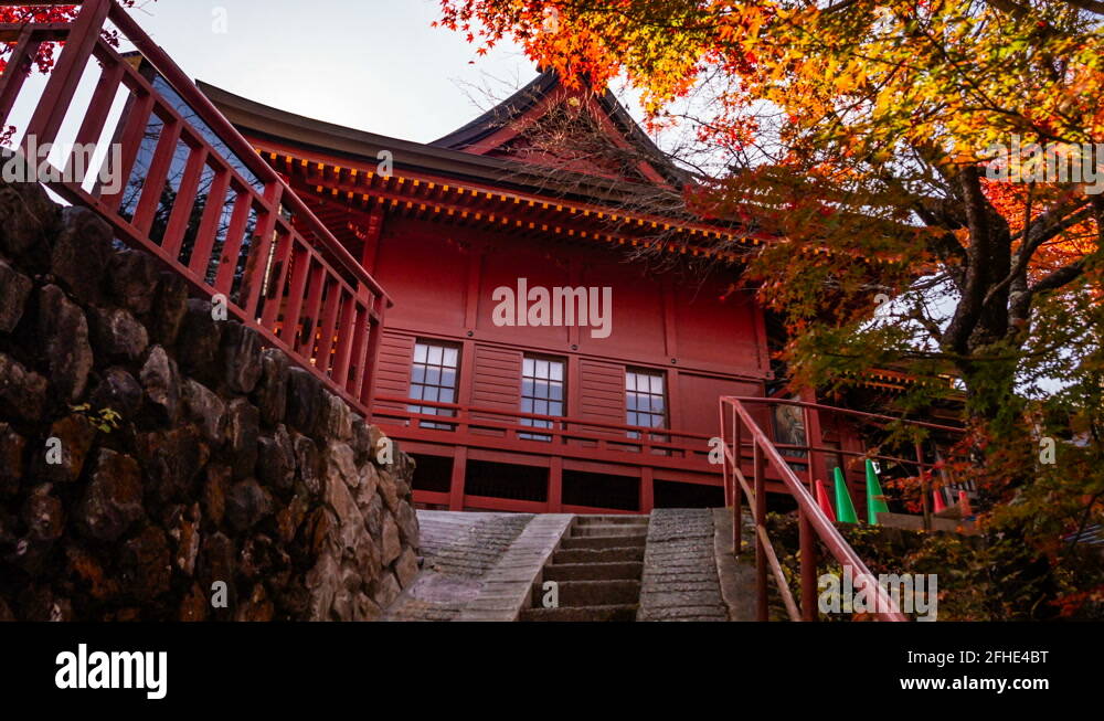 Timelapse of Mitake Shrine and Fall Foliage in Japan -Tilt Up Stock ...