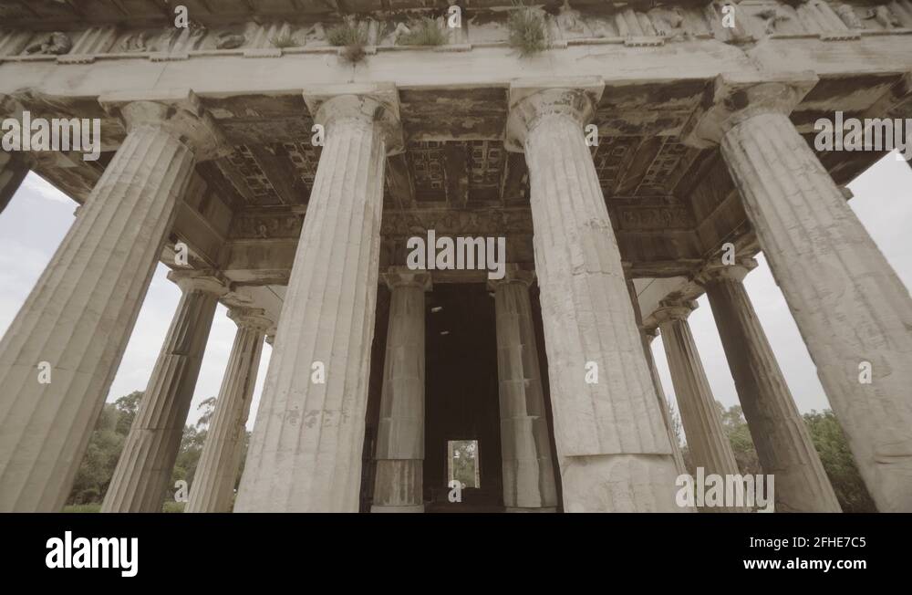 The camera enters a portico supported by Ionic columns Stock Video ...