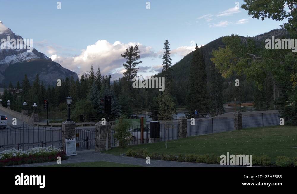 View of Banff Avenue and Cascade Mountain from Cascade Park, Banff ...