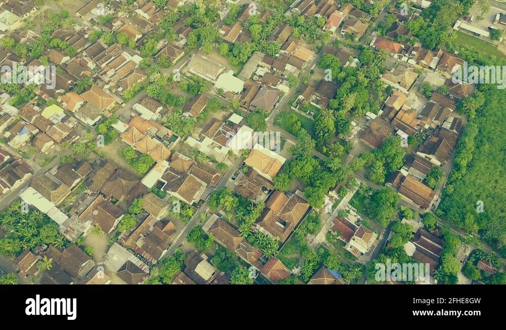 Rural village view of houses and agricultural farming land, Indonesia ...