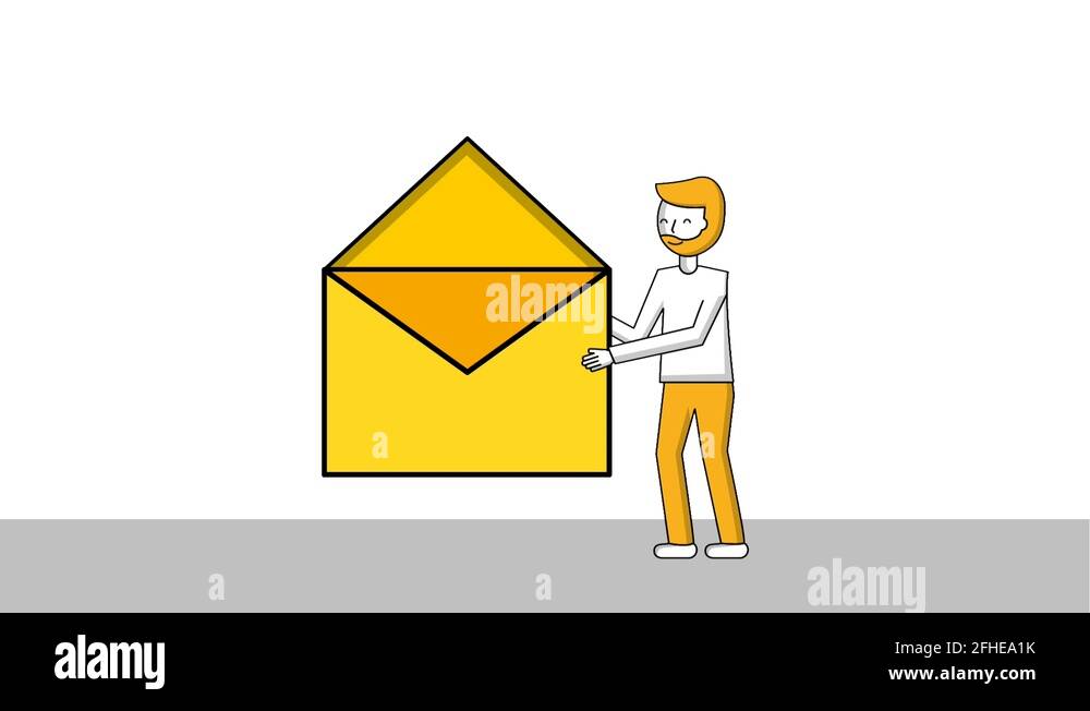 Cartoon message envelope email communication Stock Videos & Footage ...