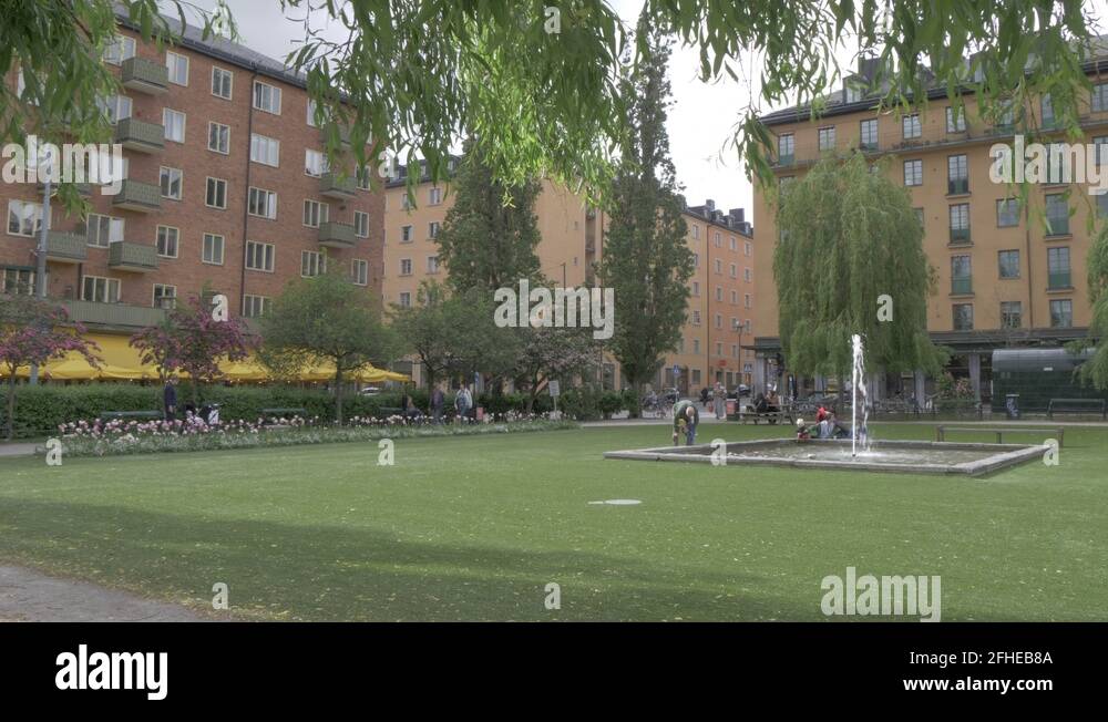 Park in SoFo area Sodermalm District, Stockholm, Sweden, Scandinavia ...