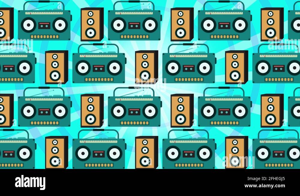 boom box cassette radio animation loop. Cartoon Retro Boombox and ...