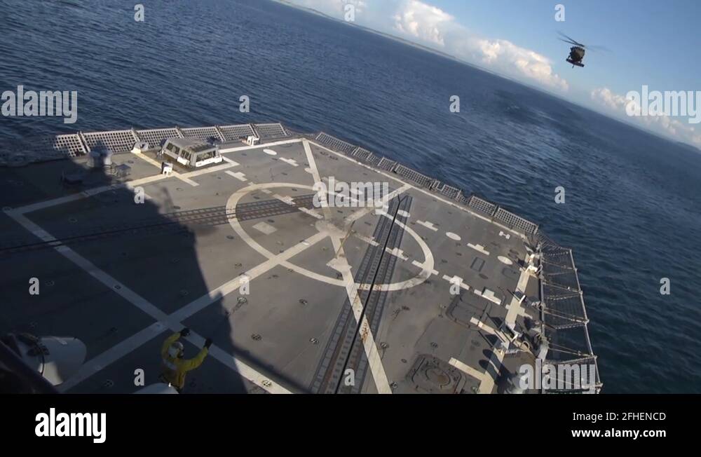 Sikorsky UH-60 Black Hawk lands on the deck of a naval ship - 2016 ...