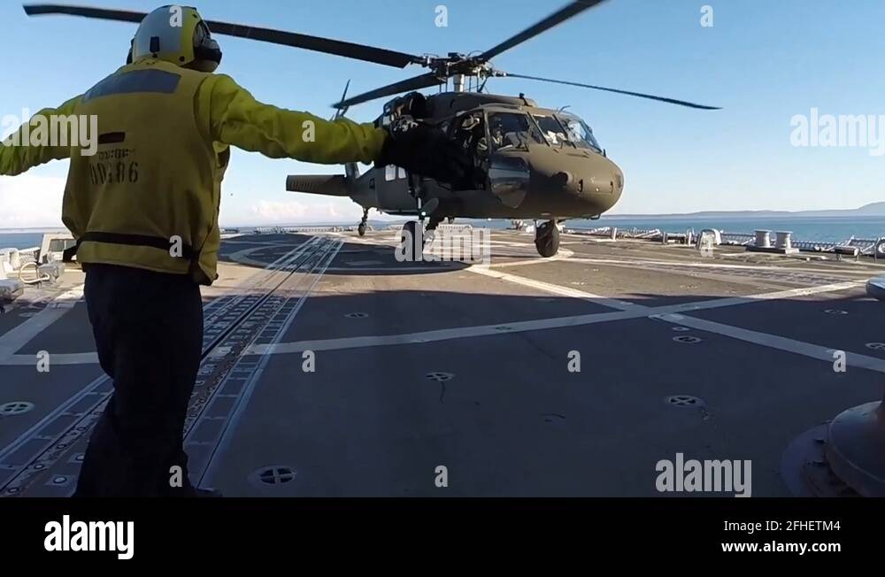 Sikorsky UH-60 Black Hawk take off from deck of a naval ship - 2016 ...
