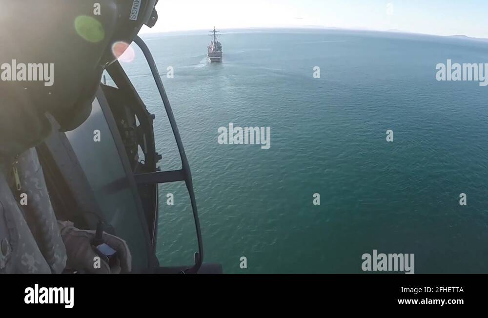 Sikorsky UH-60 Black Hawk lands on the deck of a naval ship - 2016 ...