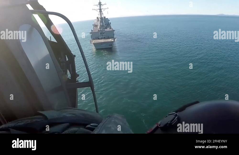 Sikorsky UH-60 Black Hawk lands on the deck of a naval ship - 2016 ...