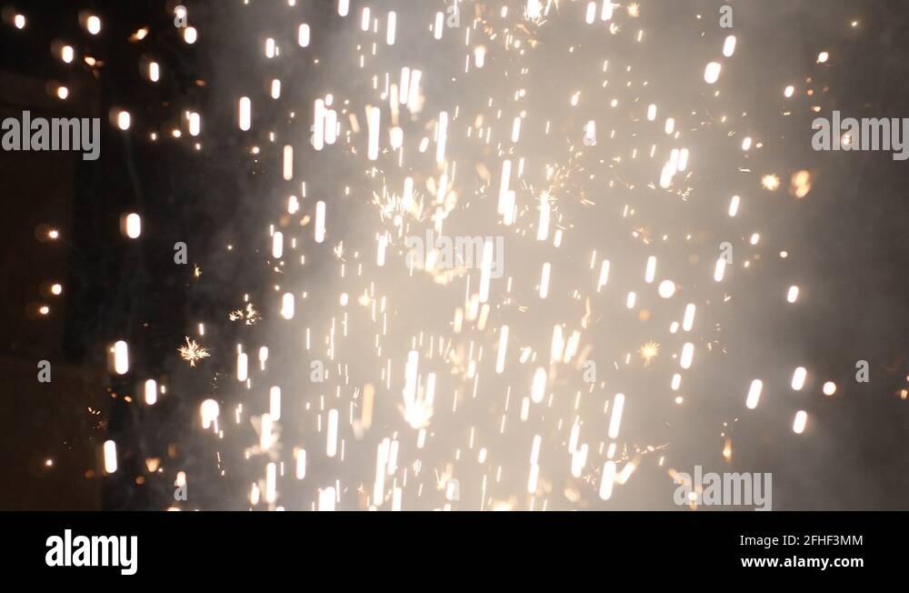 Close up fireworks sparking and smoking in the dark night sky Stock ...