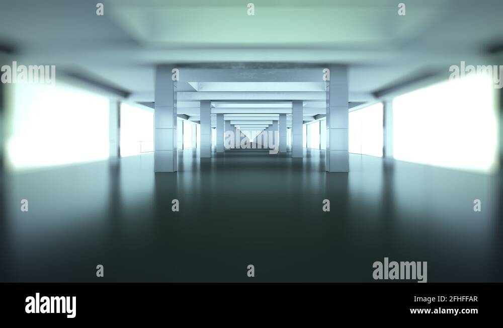 Endless corridor tunnel. Modern architecture seamless loop 60 fps 8k ...