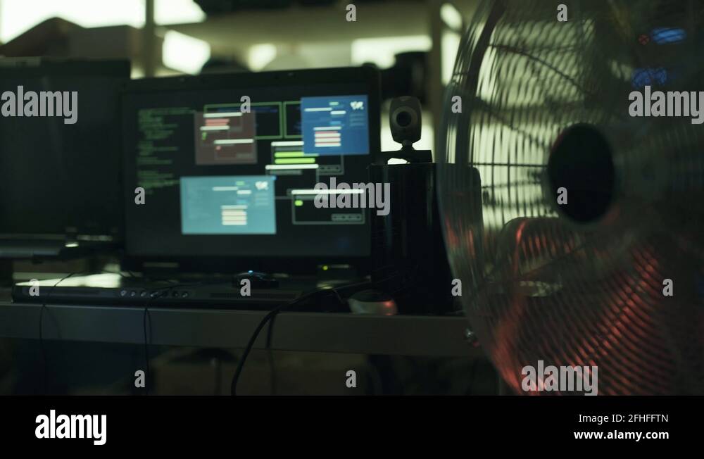 Developer and hacker workstation with multiple screens Stock Video ...