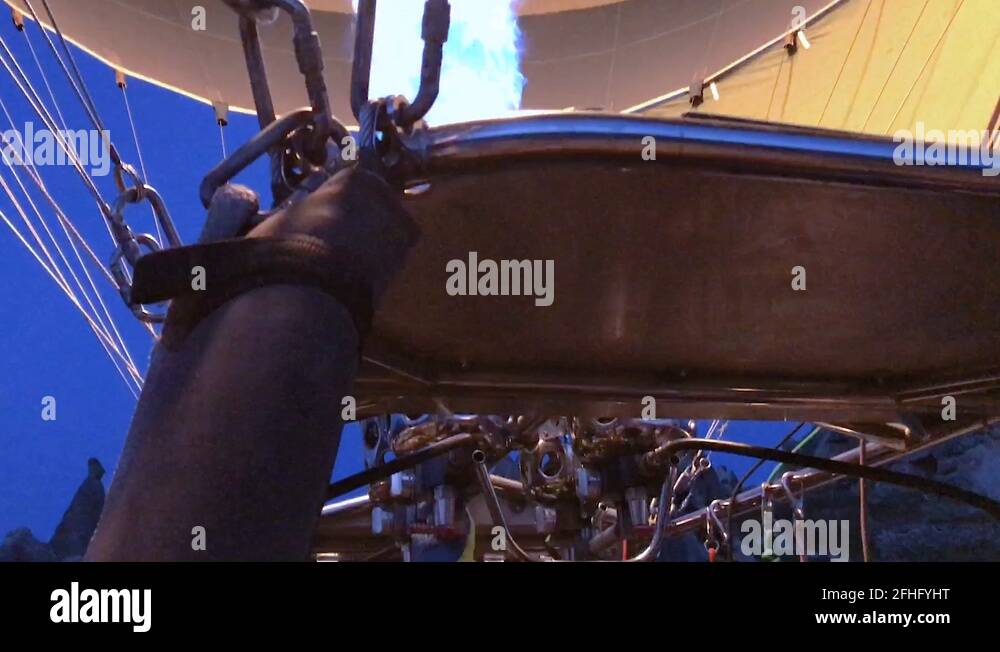 Heating up the hot air balloon Stock Video Footage - Alamy