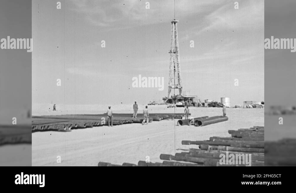 1960s Saudi OIL WELL Drilling Field Rig Pumping Crude Vintage Old Film ...