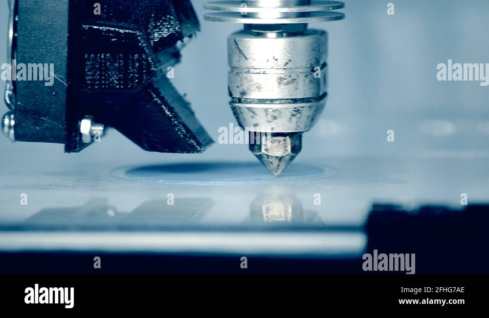 3D printer working. Fused deposition modeling, FDM. 3D printer printing ...