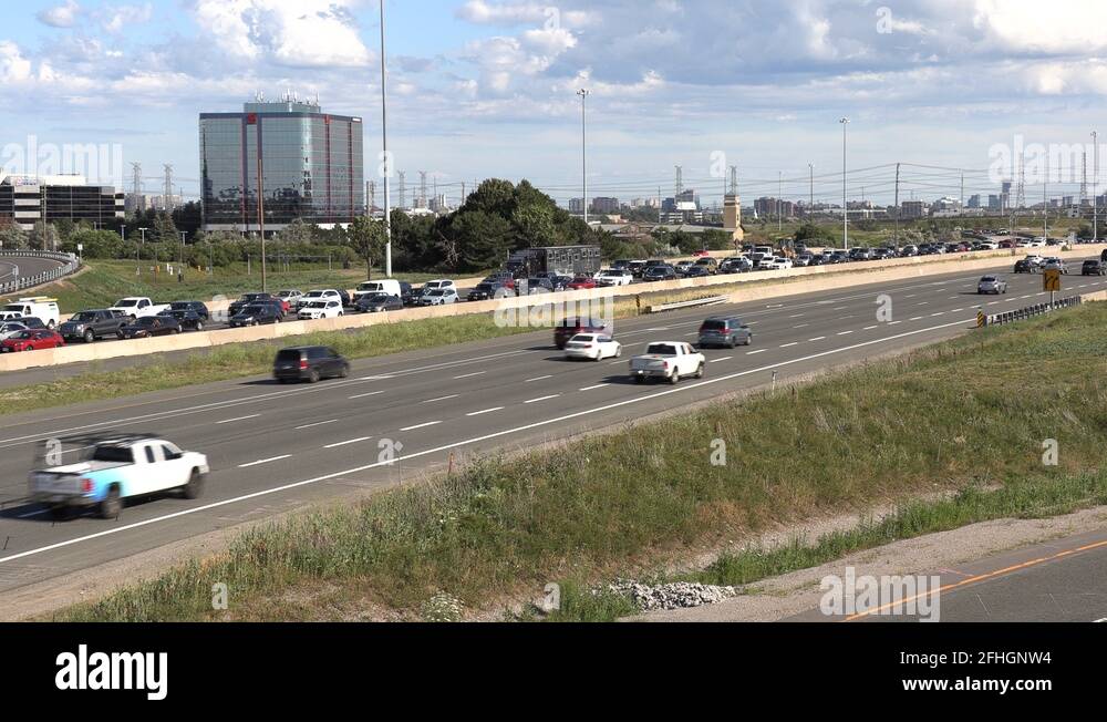 Traffic jam and highway gridlock as commuters head home after work ...