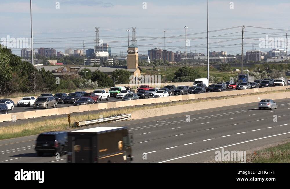Traffic jam and highway gridlock as commuters head home after work ...