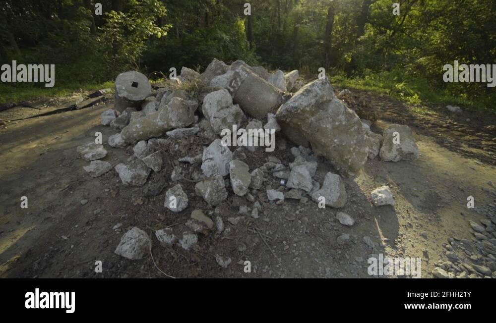 Broken Concrete Rubble Pile Outdoors Stock Video Footage - Alamy