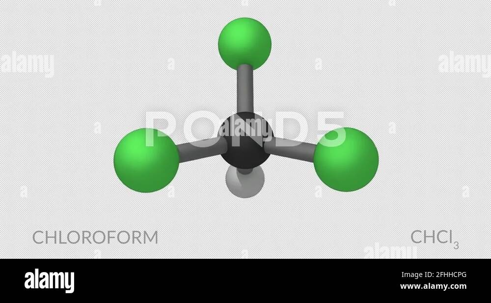 Chloroform molecule, rotating seamless loop, 3d animation, 4k 30fps ...