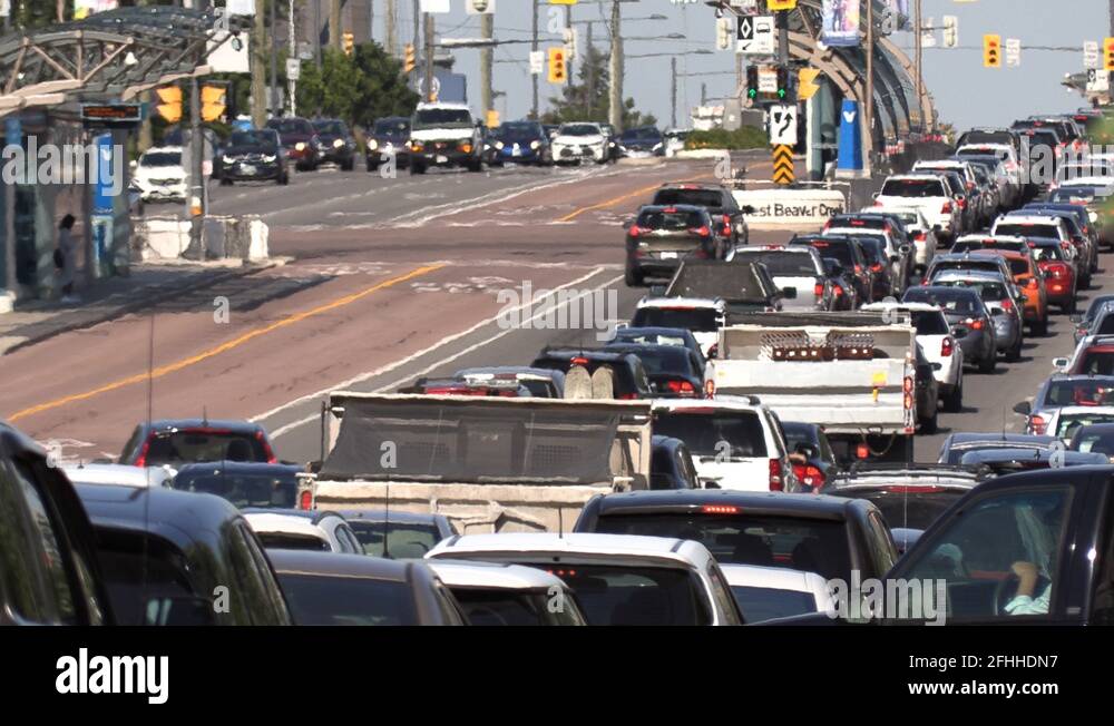 Traffic jam and gridlock in scorching summer heatwave Stock Video ...