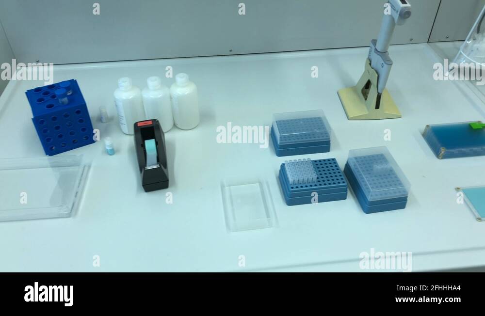 Laboratory wet bench for micro biology bench side top view no ppl 4k ...