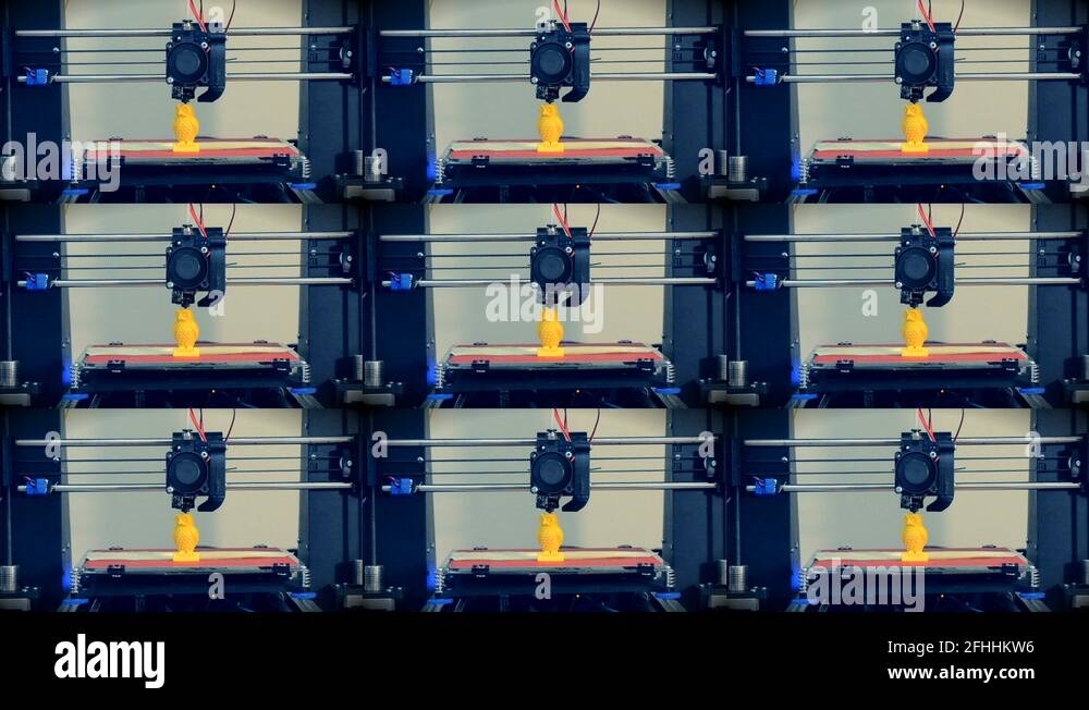 3D printer working. Fused deposition modeling, FDM. 3D printer printing ...