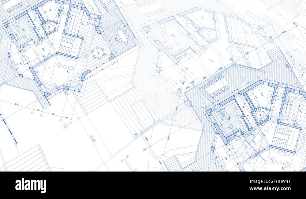 Architecture design: blueprint plan modern house Stock Video Footage ...
