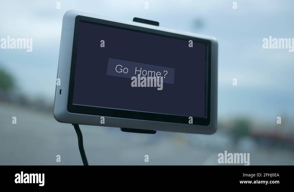 Modern GPS screen in a car dashboard with text - Go Home Stock Video ...