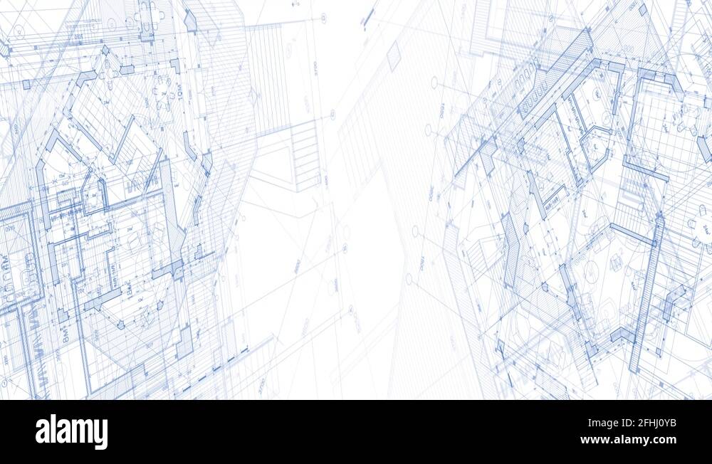 Architecture design: blueprint plan modern house Stock Video Footage ...