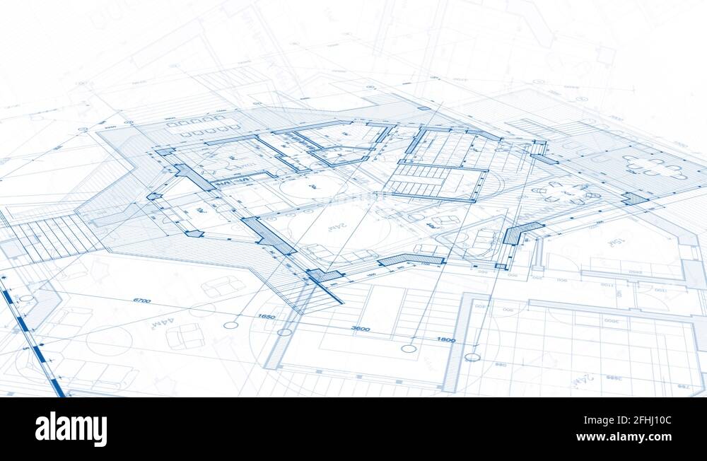 Architecture design: blueprint plan modern house Stock Video Footage ...
