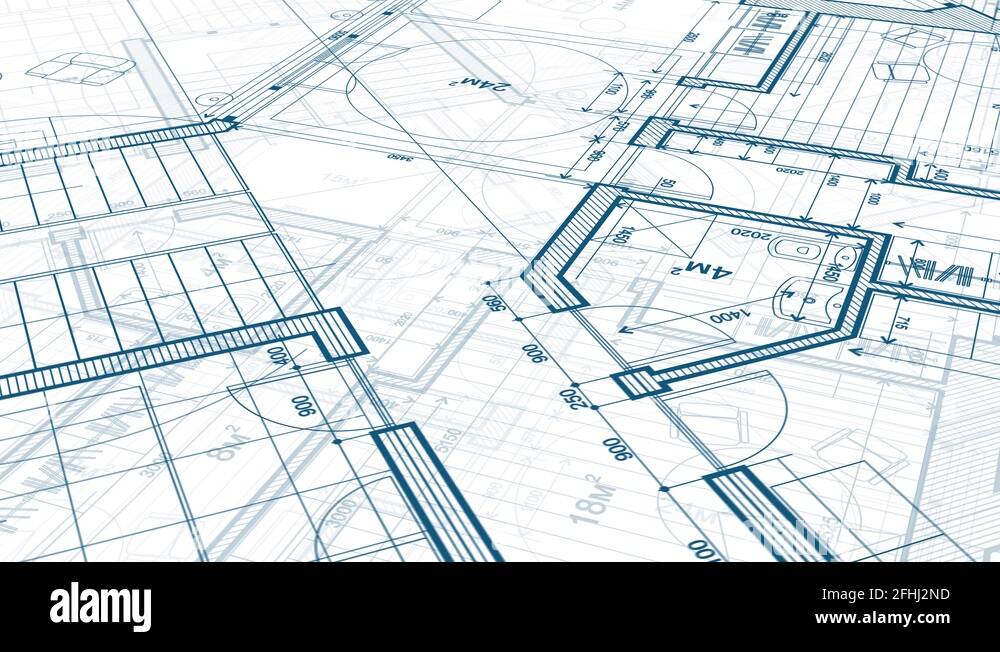 Architecture design: blueprint plan modern house Stock Video Footage ...