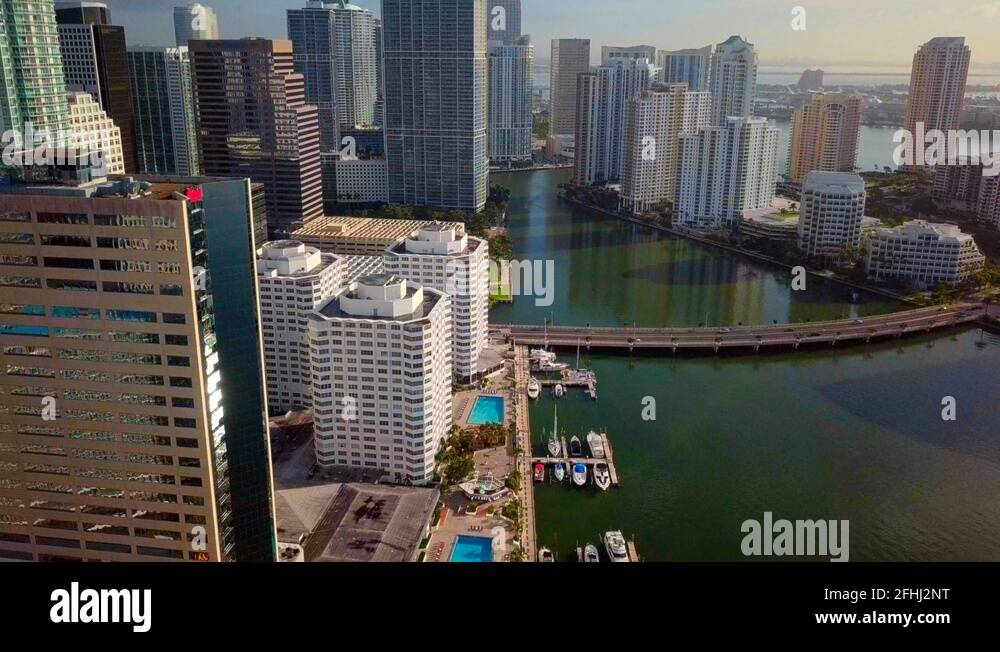 Pull back on buildings in sky reveal bay angled Stock Video Footage - Alamy