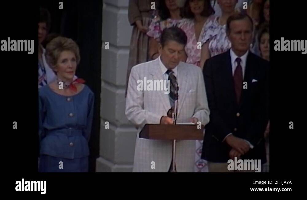 President Ronald Reagan remarks on Women's Equality Day on the South ...