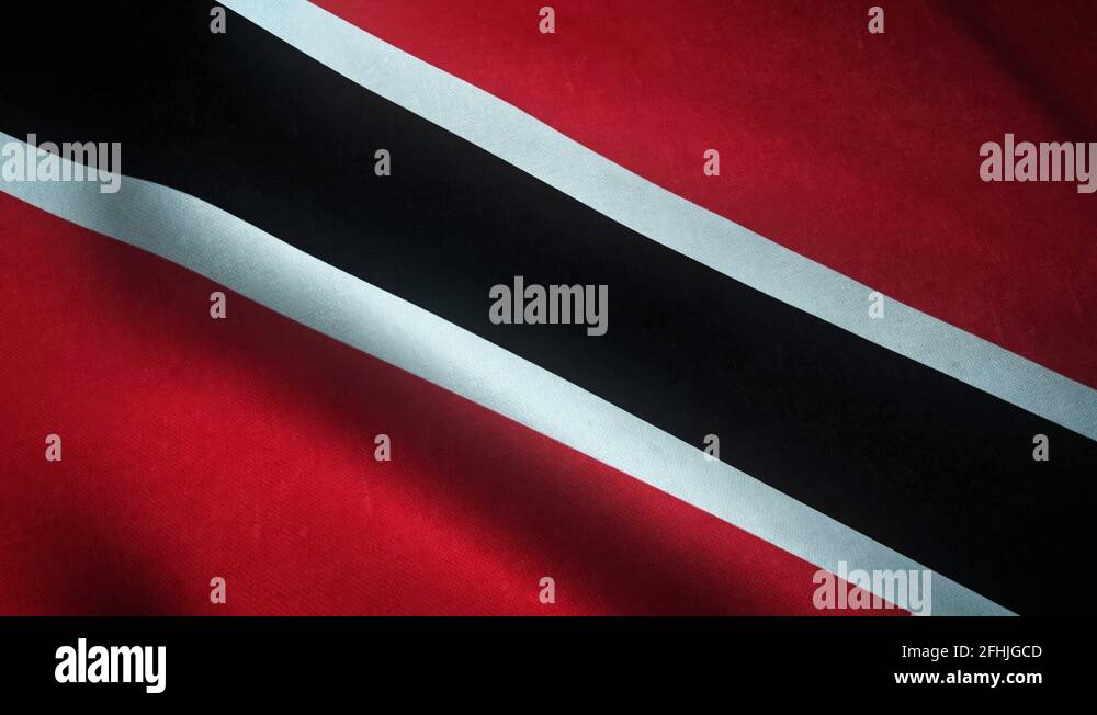 Realistic flag of Trinidad and Tobago waving with highly detailed ...