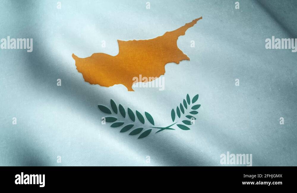 Realistic flag of Cyprus waving with highly detailed fabric texture ...
