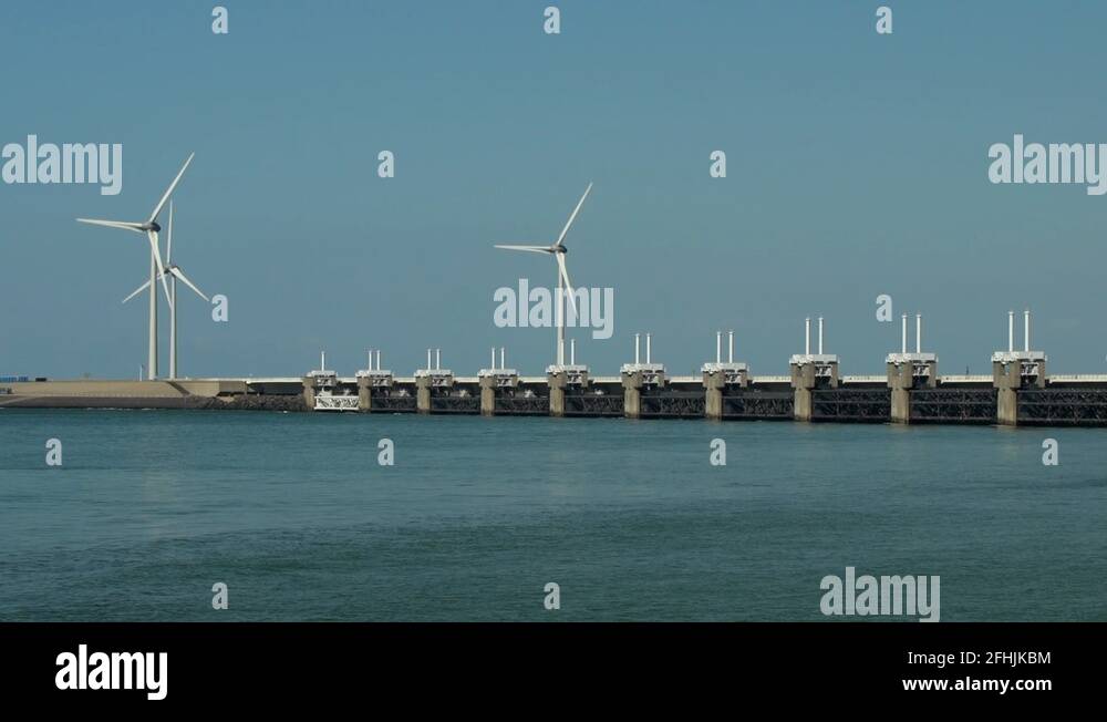 The famous dutch delta works, closing the sea from land Stock Video ...