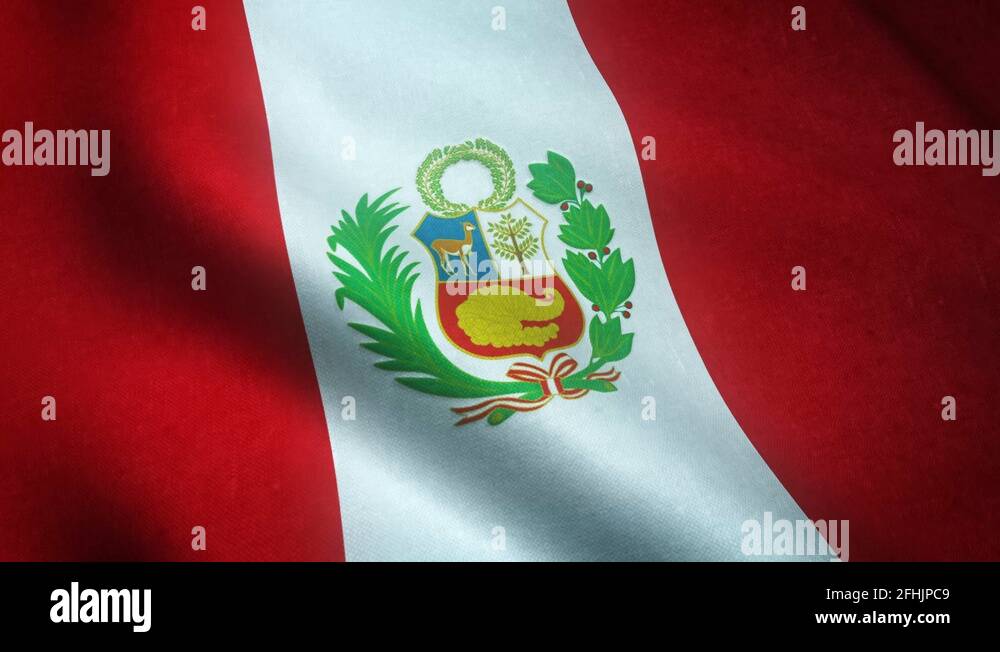 Realistic flag of Peru waving with highly detailed fabric texture Stock ...