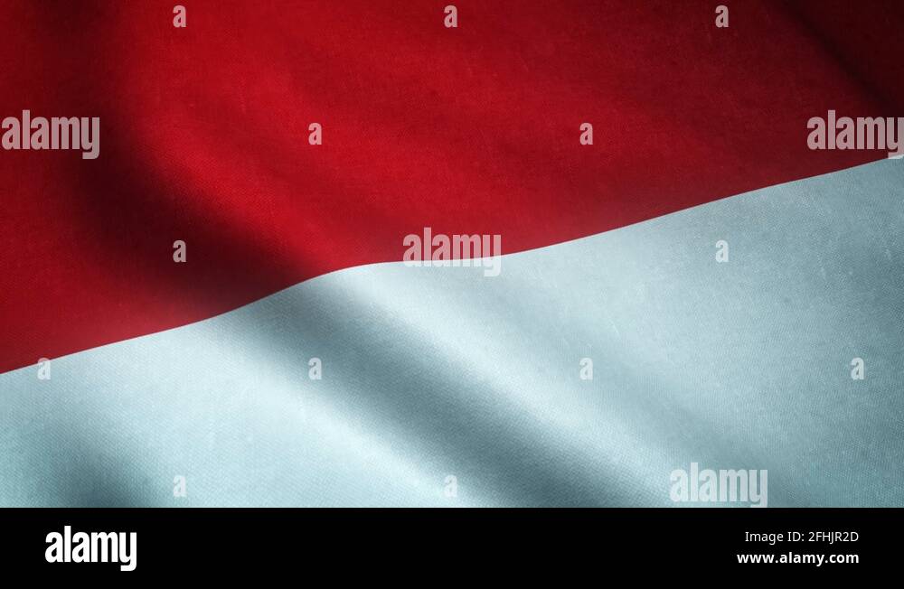 Realistic flag of Indonesia waving with highly detailed fabric texture ...
