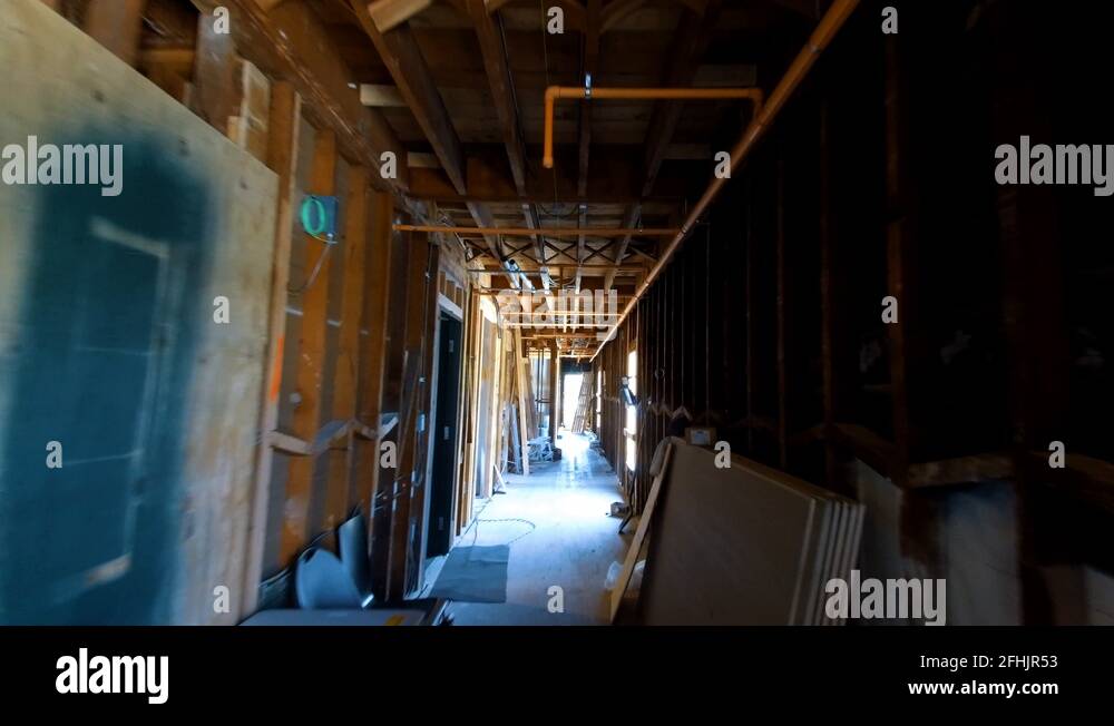 Walk through of a hallway on a construction site Stock Video Footage ...