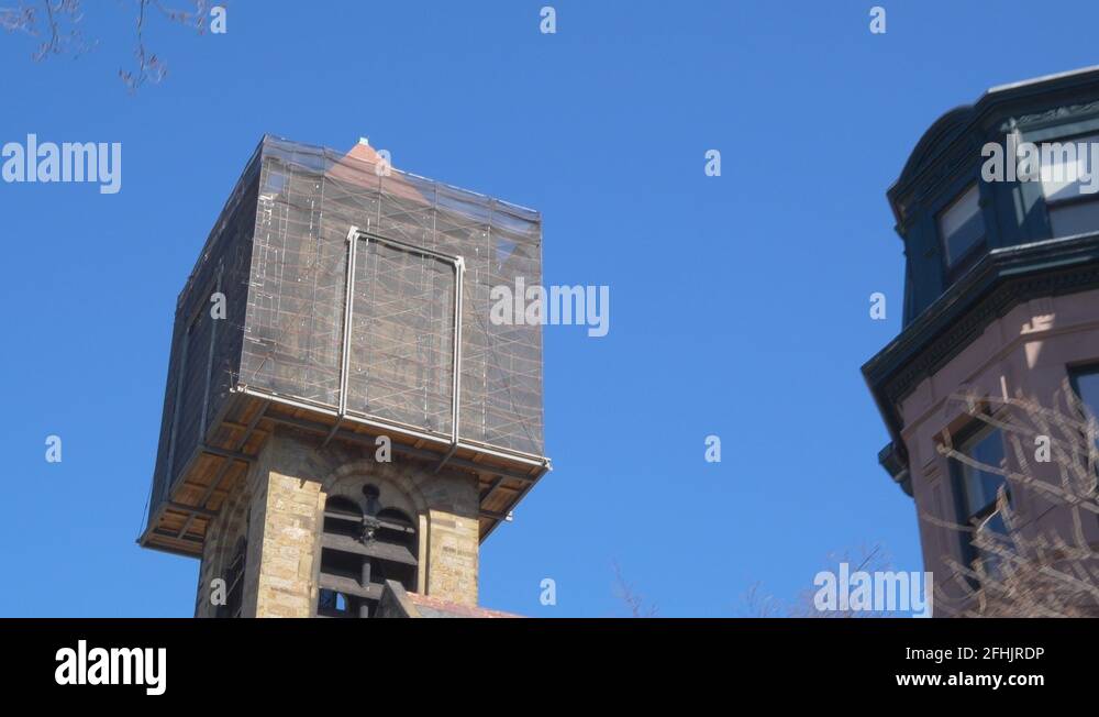 Historic Church Tower Belfry Under Construction in Downtown Boston ...