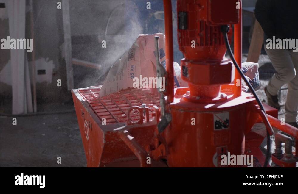 Machine mixing plaster powder on a construction site in 4k Stock Video ...