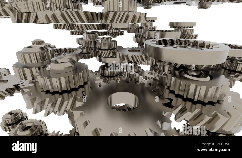 Gear system animation. Motion design of seamless loop cogs rotation ...