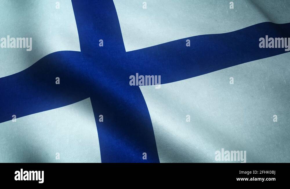 Realistic flag of Finland waving with highly detailed fabric texture ...