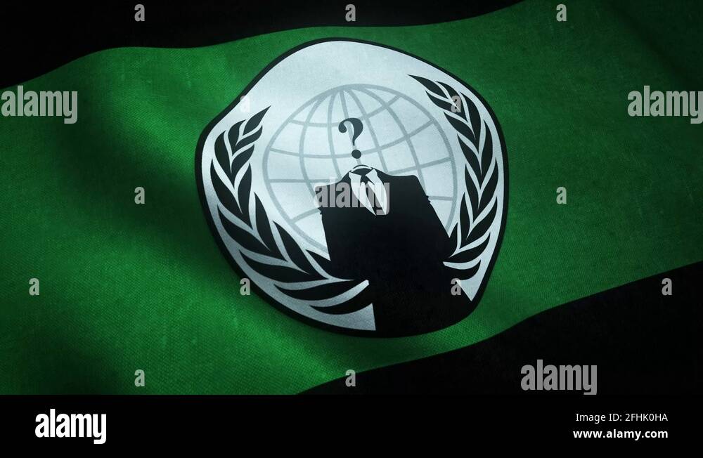 Realistic flag of Anonymous waving with highly detailed fabric texture ...