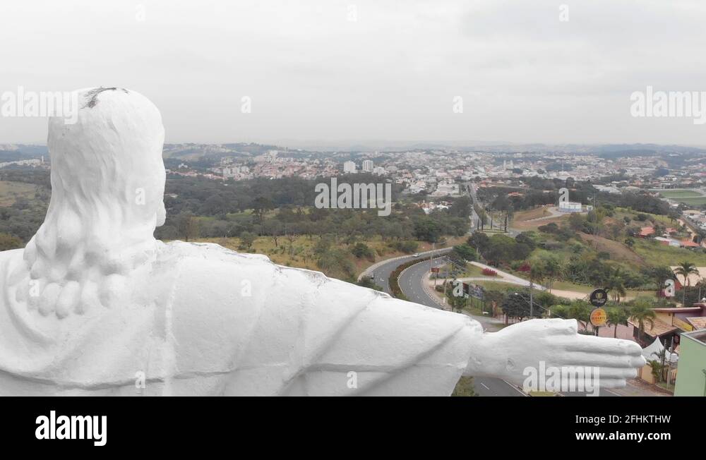 Statue of Christ in Vinhedo city captured with drone, need color ...