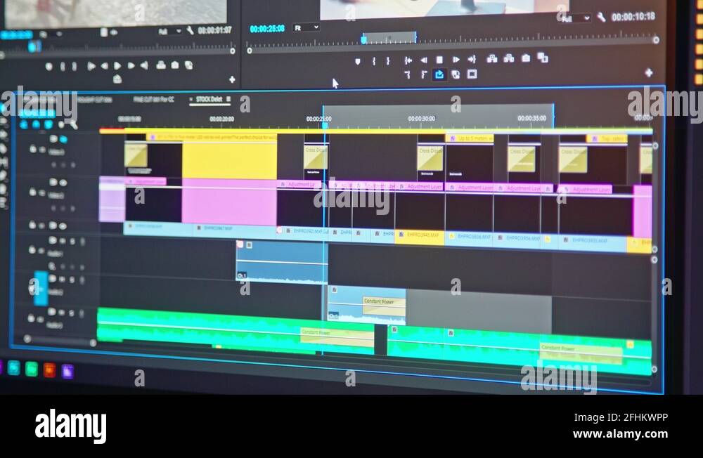Video editing timeline - editor going through clips and frames Stock ...